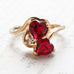 Vintage Ring Ruby Swarovski Crystal Double Heart Ring 18k Gold Antique ...